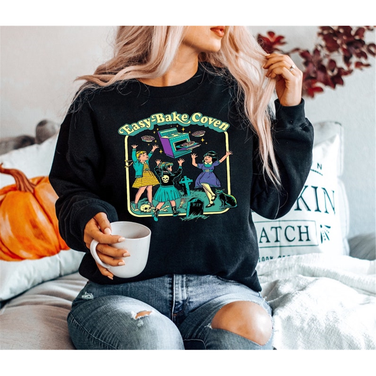 Easy Bake Coven 90s Horror Movie Fan Sweatshirt, Vintage Hal - Inspire ...