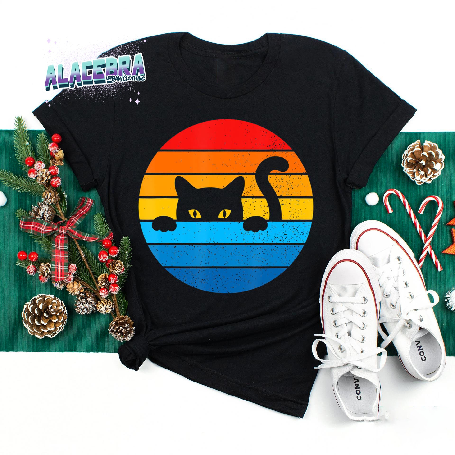 Funny Cat Kitten Meme Vintage Retro Sunset Peeping Curious V | Inspire ...