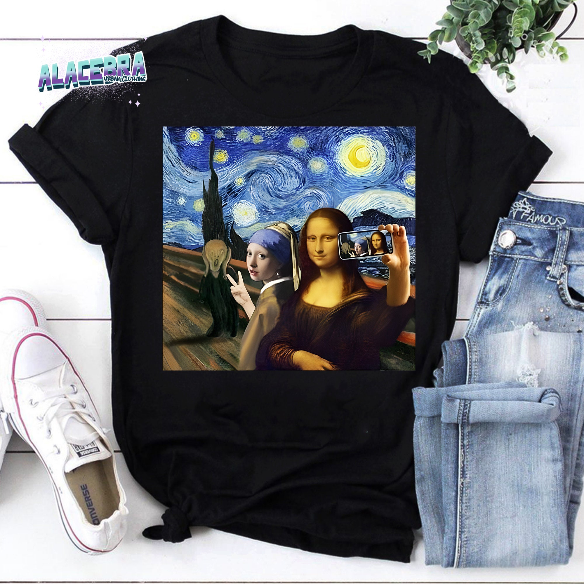 Mona Lisa Scream And Selfie Starry Night Van Gogh Vintage T- | Inspire ...
