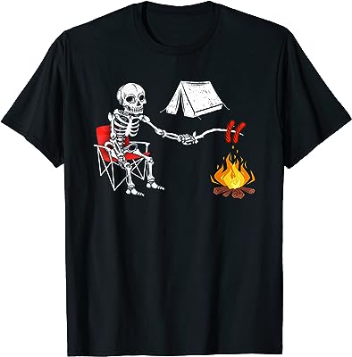 Skeleton Camping Halloween Campfire Hiking T-Shirt | Inspire Uplift