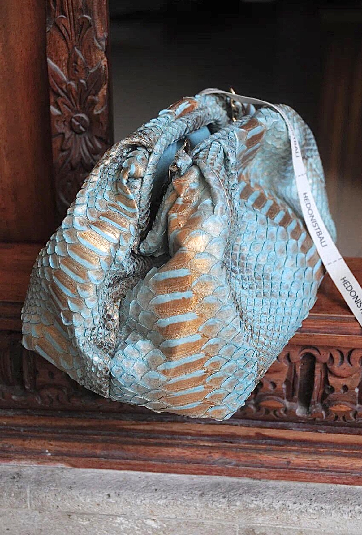 Genuine python skin blue pouch bag | exotic leather bags | m | Inspire ...