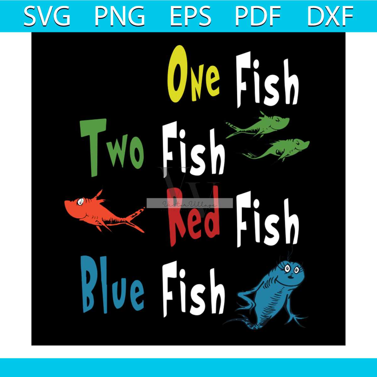 One Fish Two Fish Red Fish Blue Fish Svg, Dr Seuss Svg, Dr. | Inspire ...