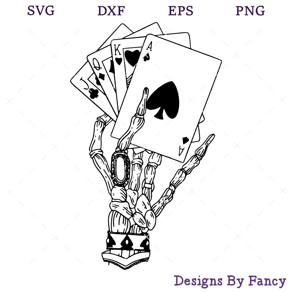 Skeleton Hand With Cards SVG, Skeleton SVG, Poker SVG - Inspire Uplift