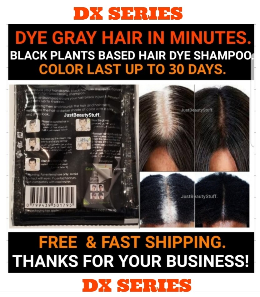 10 Sachets Black Hair Dye Shampoo-Color Gray Hair in Minutes | Inspire ...