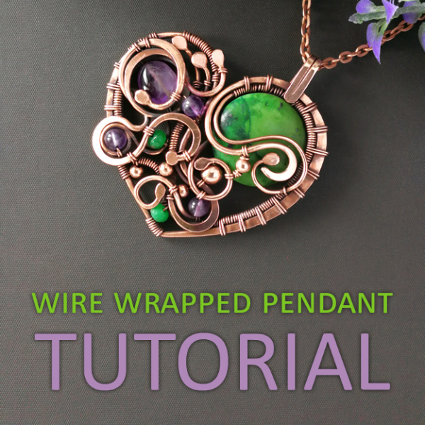 Wire wrap pendant tutorial PDF, Heart necklace lesson DIY | Inspire Uplift