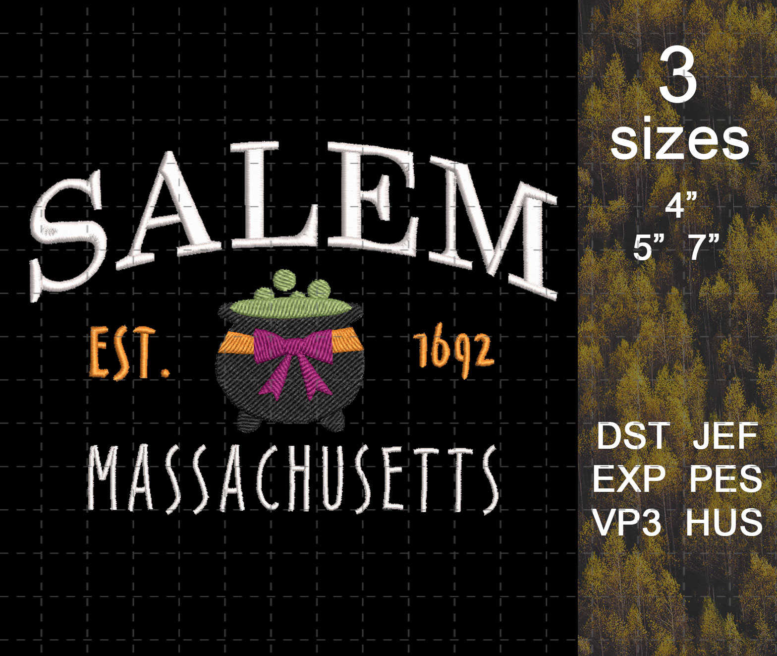 Salem City Witches Embroidery Design, Witch Halloween Embroi | Inspire ...