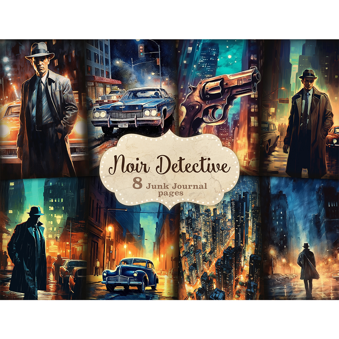 Noire Detective Junk Journal Pages | Ephemera Pages - Inspire Uplift