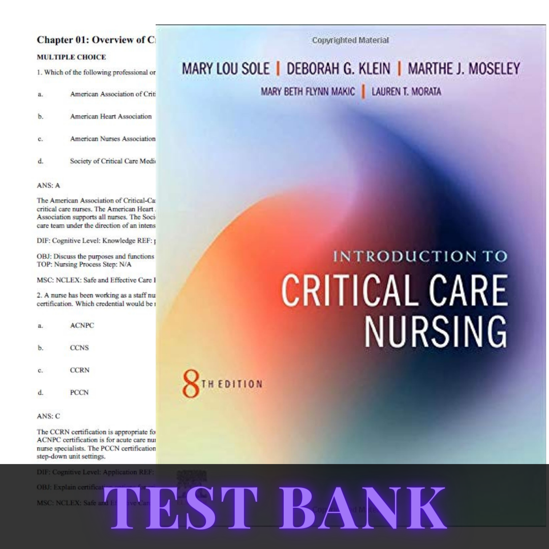 Test Bank for Introduction to Critical Care Nursing 8th Edit | Inspire ...