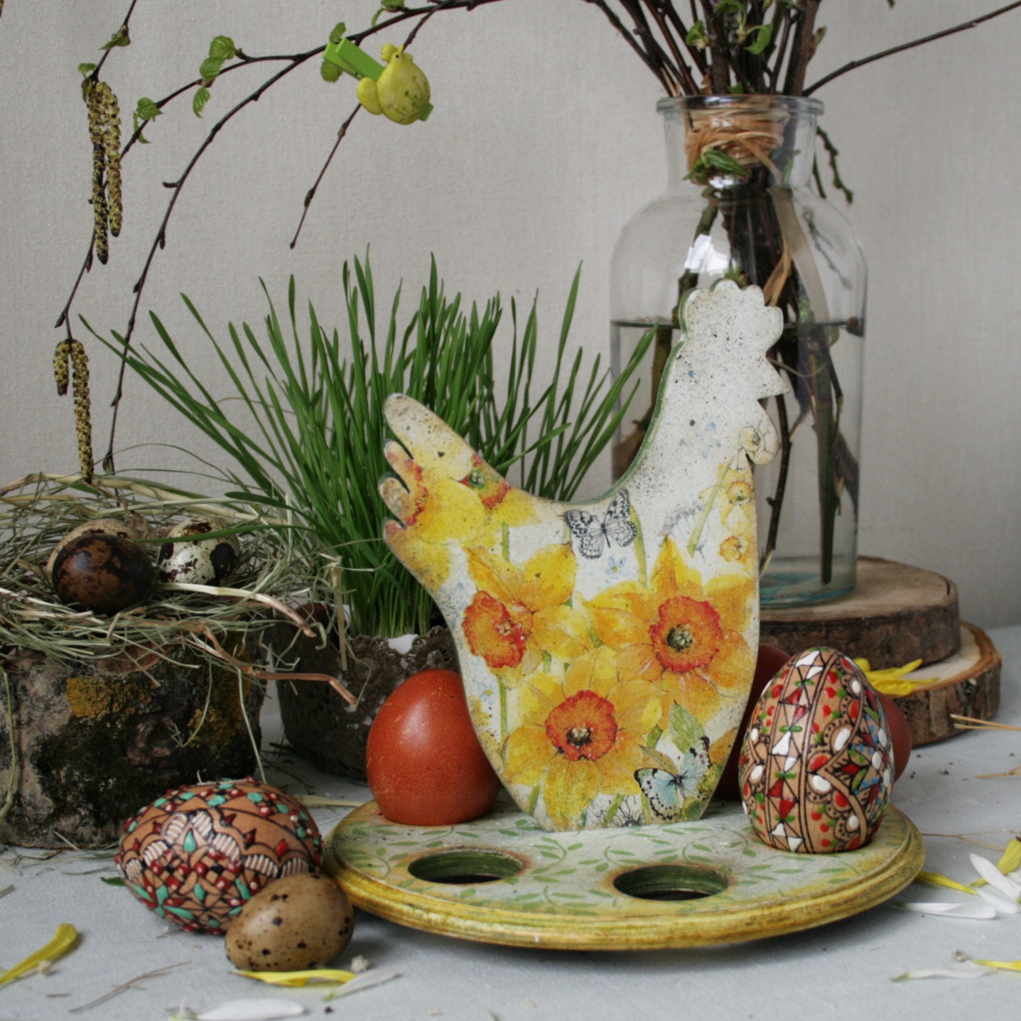 Decorations Happy Easter Handmade Wooden Display Stand Egg T | Inspire ...