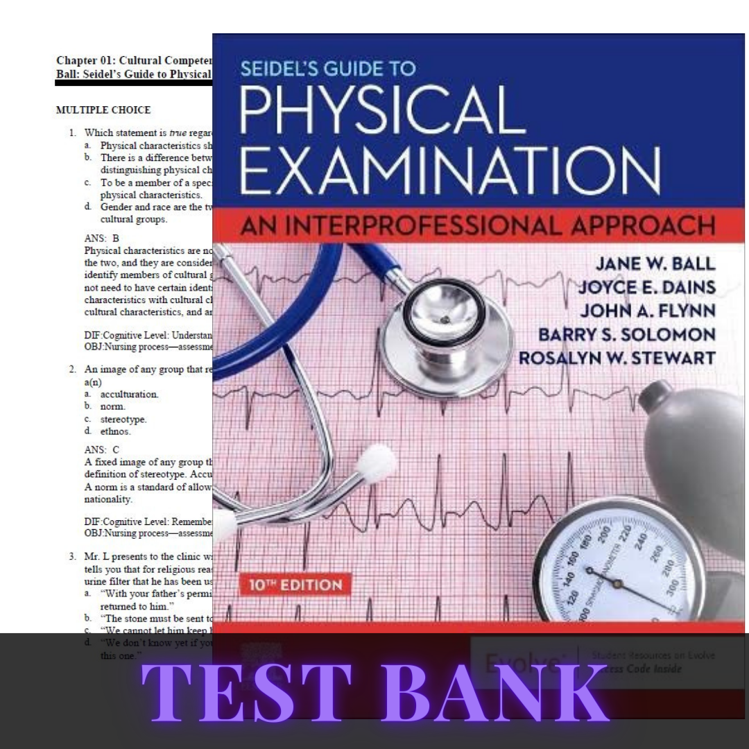 Test Bank for Seidel's Guide to Physical Examination An Inte | Inspire ...