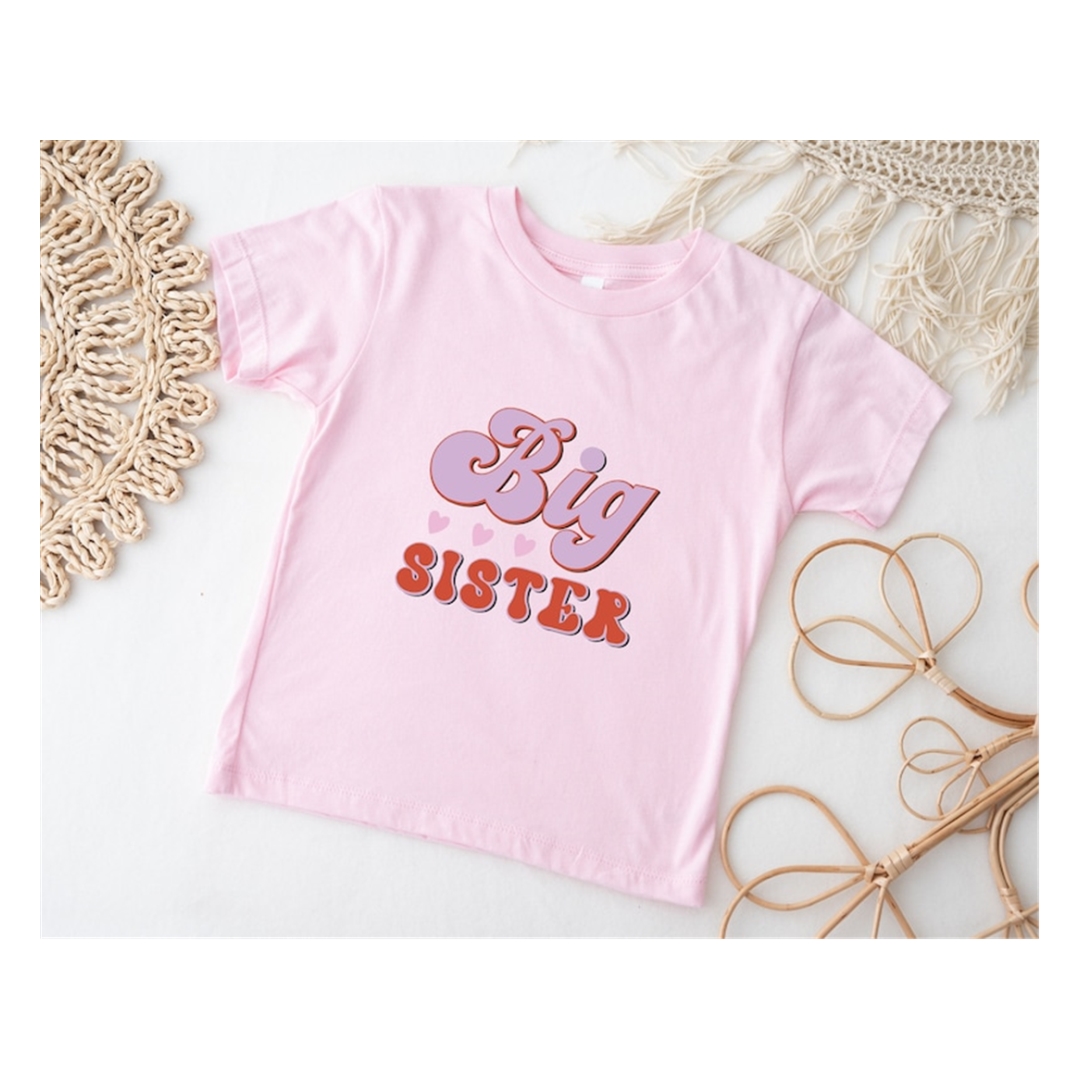 Big Sister Shirt, Retro Kids T-shirt, Big Sis Toddlers Outfi | Inspire Uplift