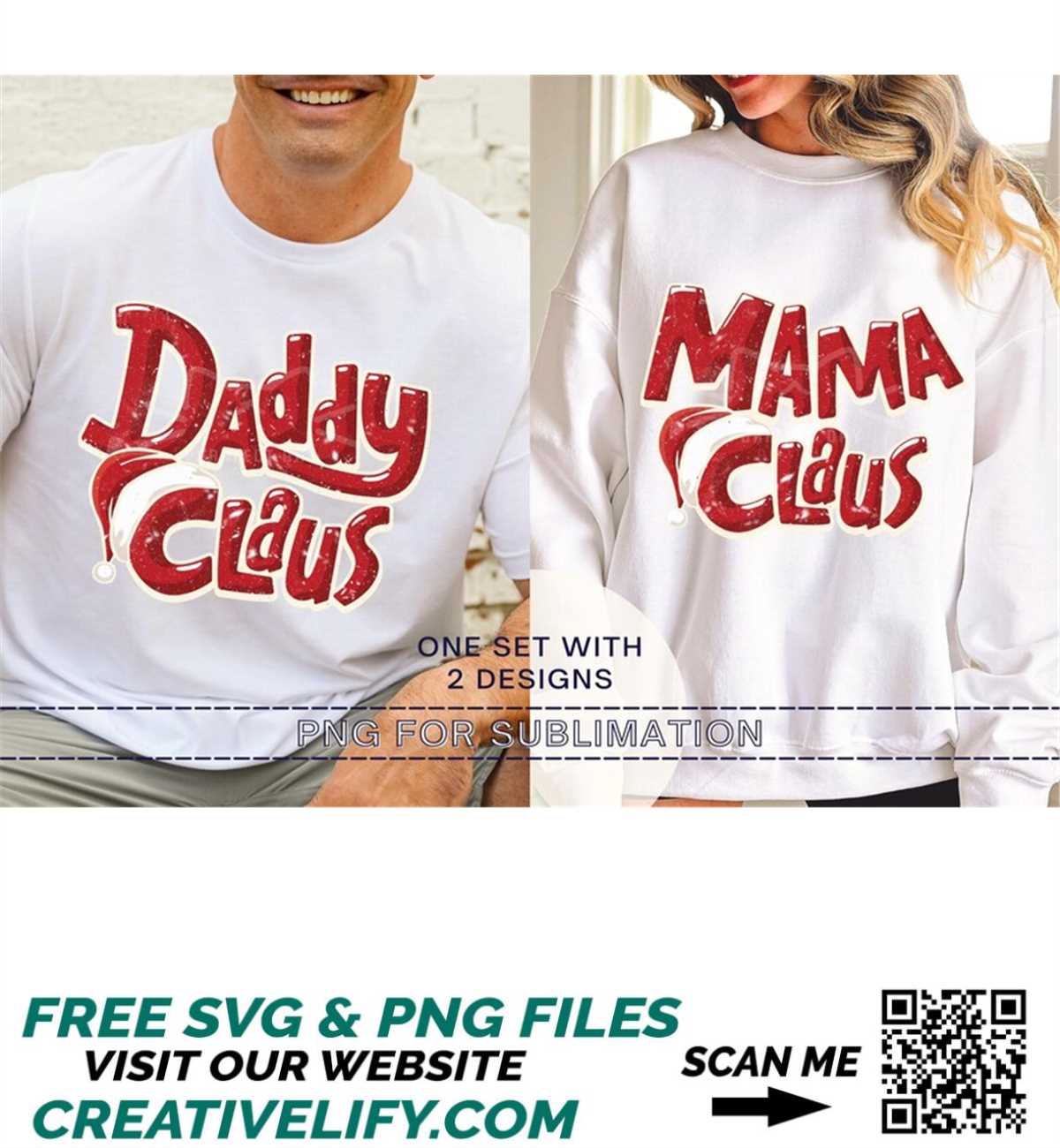Daddy Claus and Mama Claus PNG ( include 2 designs)Christmas | Inspire ...