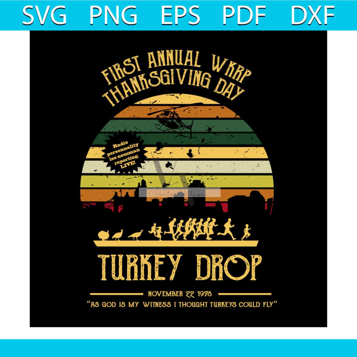 First annual wkrp thanksgiving day turkey drop svg, trending | Inspire ...
