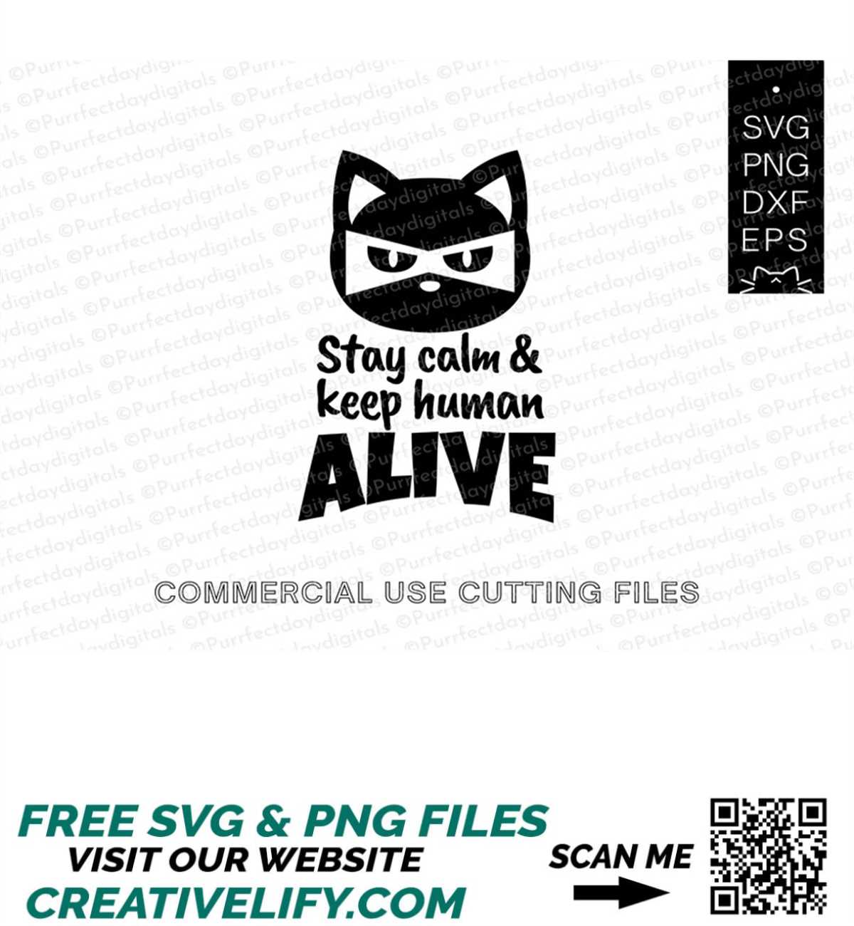 Stay calm and keep human alive svgfunny cat saying svgblack - Inspire ...