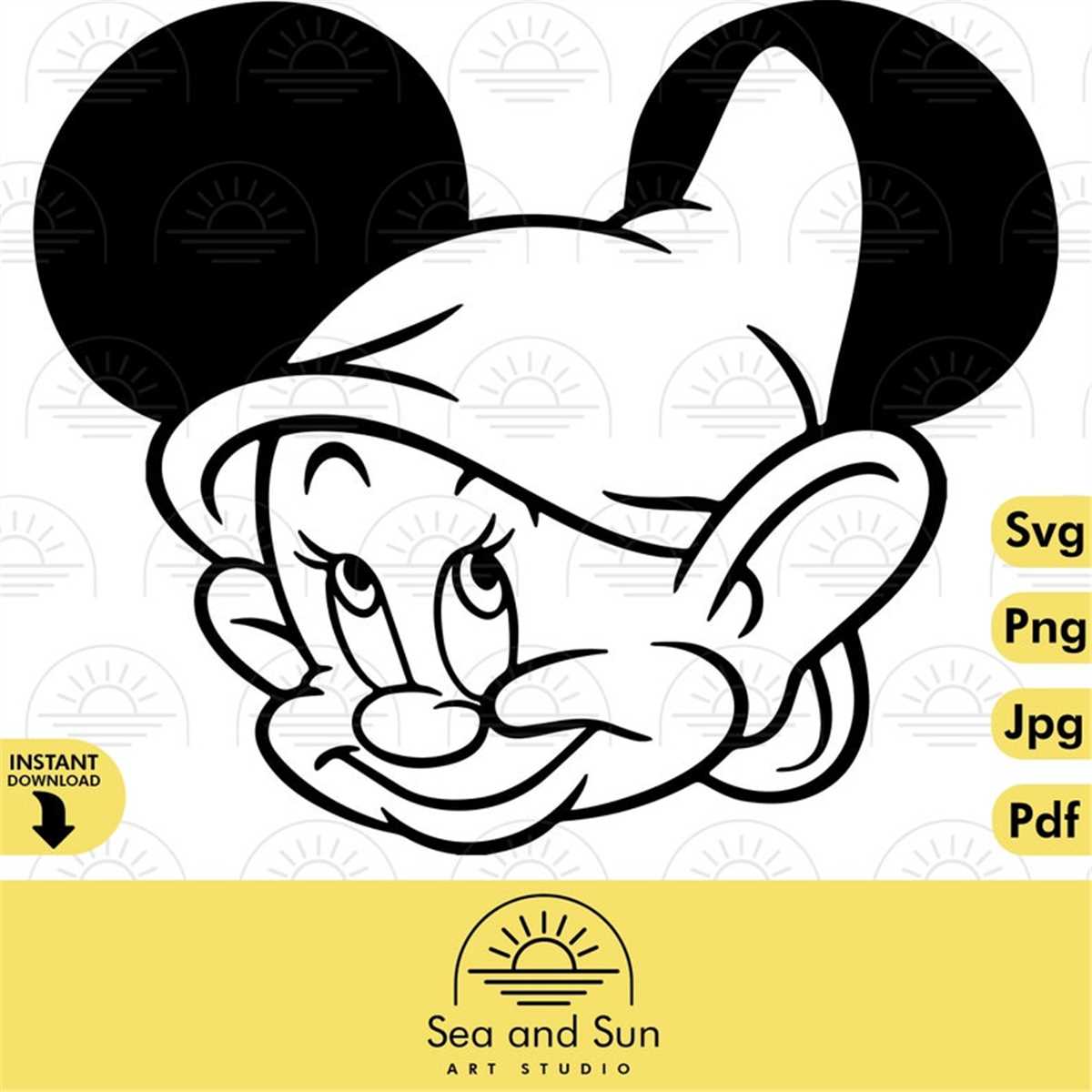 Dopey Svg Clip art Files, Snow White and Seven Dwarfs, Icon, | Inspire ...