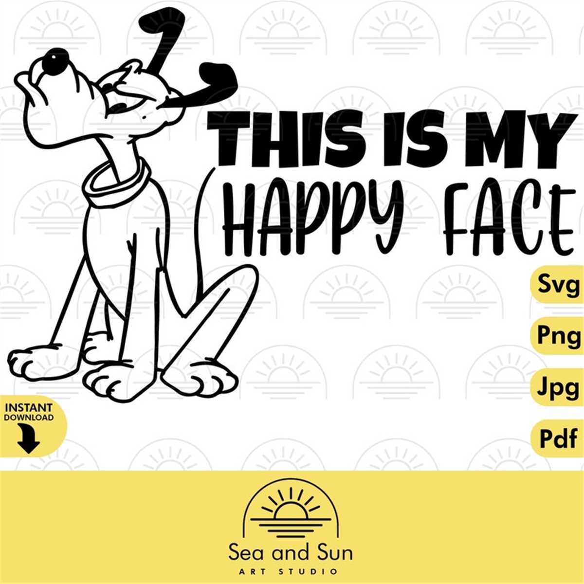This is my happy face Pluto Vector Svg, Disneyland Ears Svg - Inspire ...