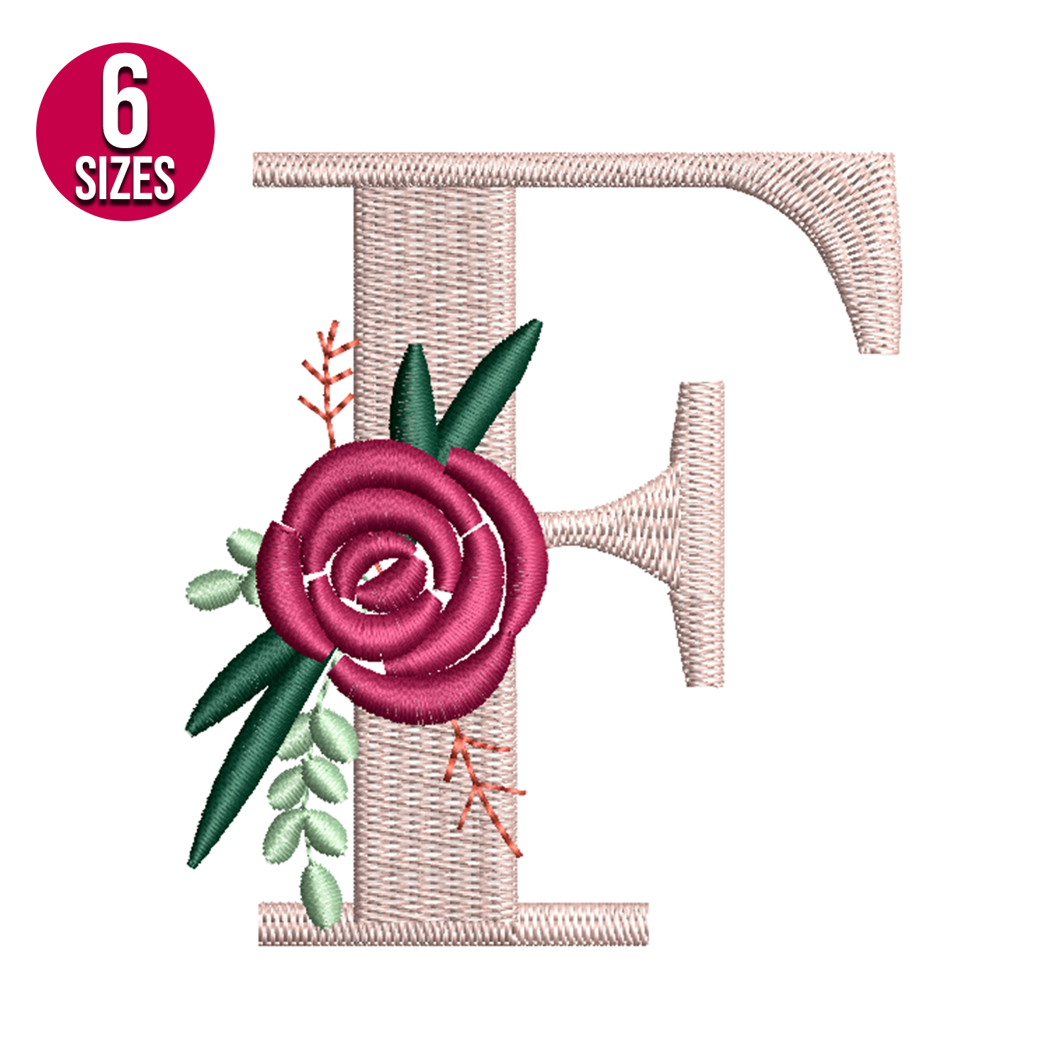 Floral Alphabet F Letter embroidery design, Machine embroide | Inspire ...