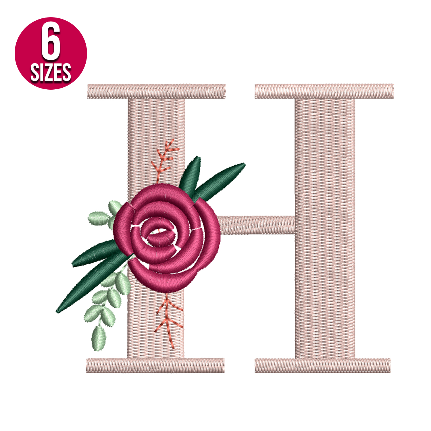 Floral Alphabet H Letter embroidery design, Machine embroide | Inspire ...