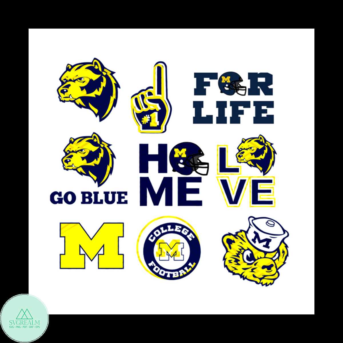 Michigan Wolverines football Logo Bundle File Svg, Sport Svg | Inspire ...