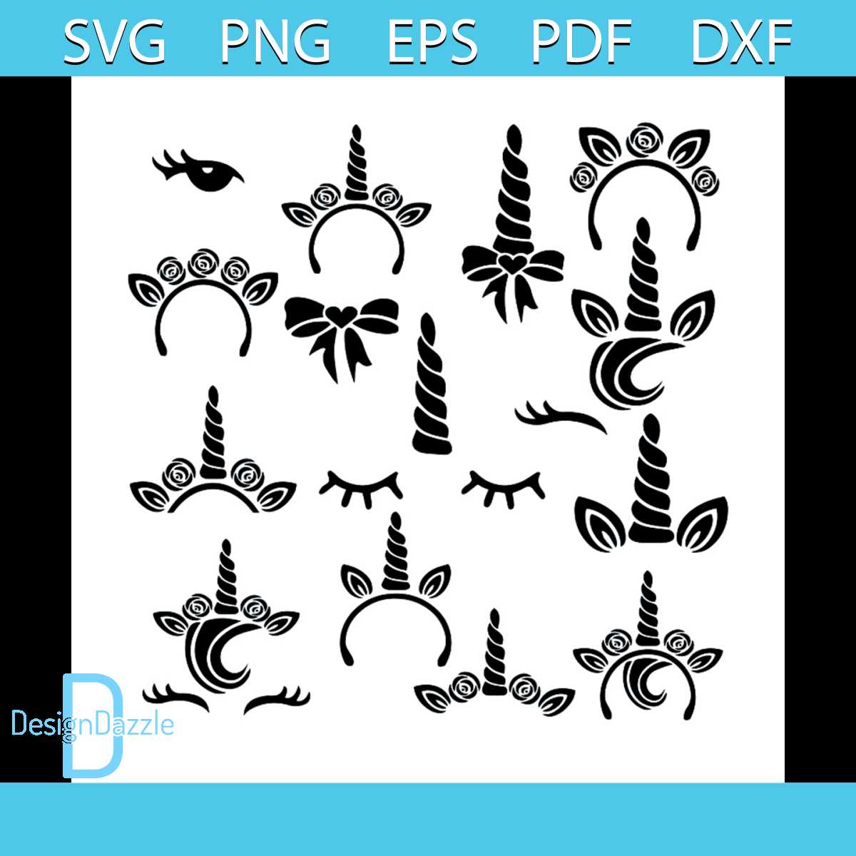 Unicorn symbols vector set svg, trending svg, unicorn svg, u | Inspire ...