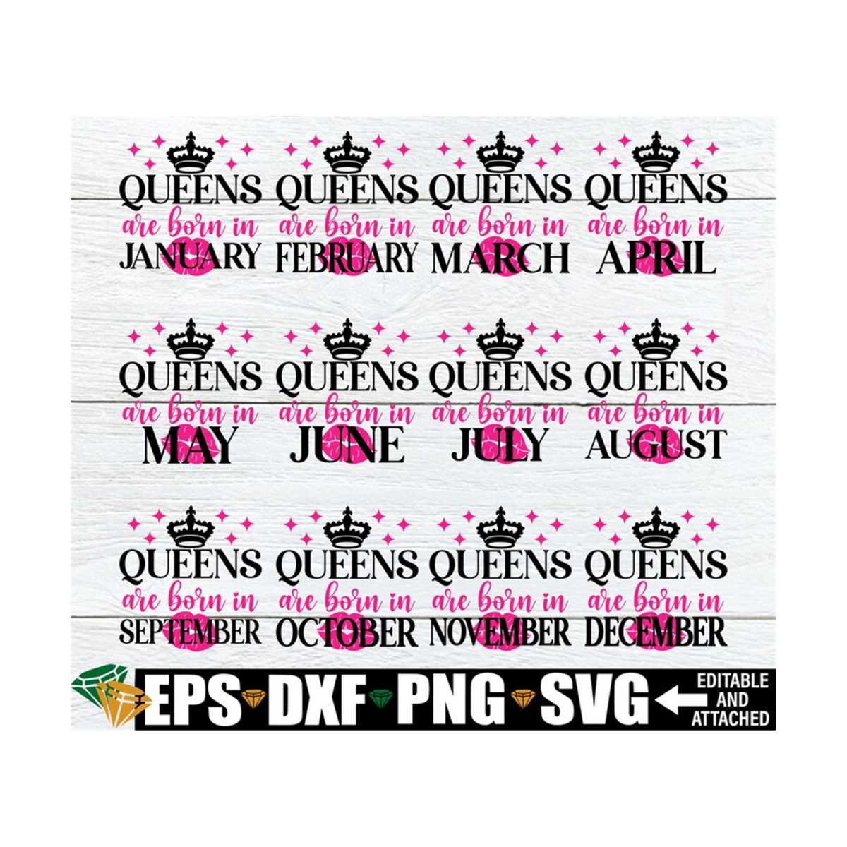 Queens Are Born In Birthday Month Bundle, Birthday Month Shi | Inspire ...