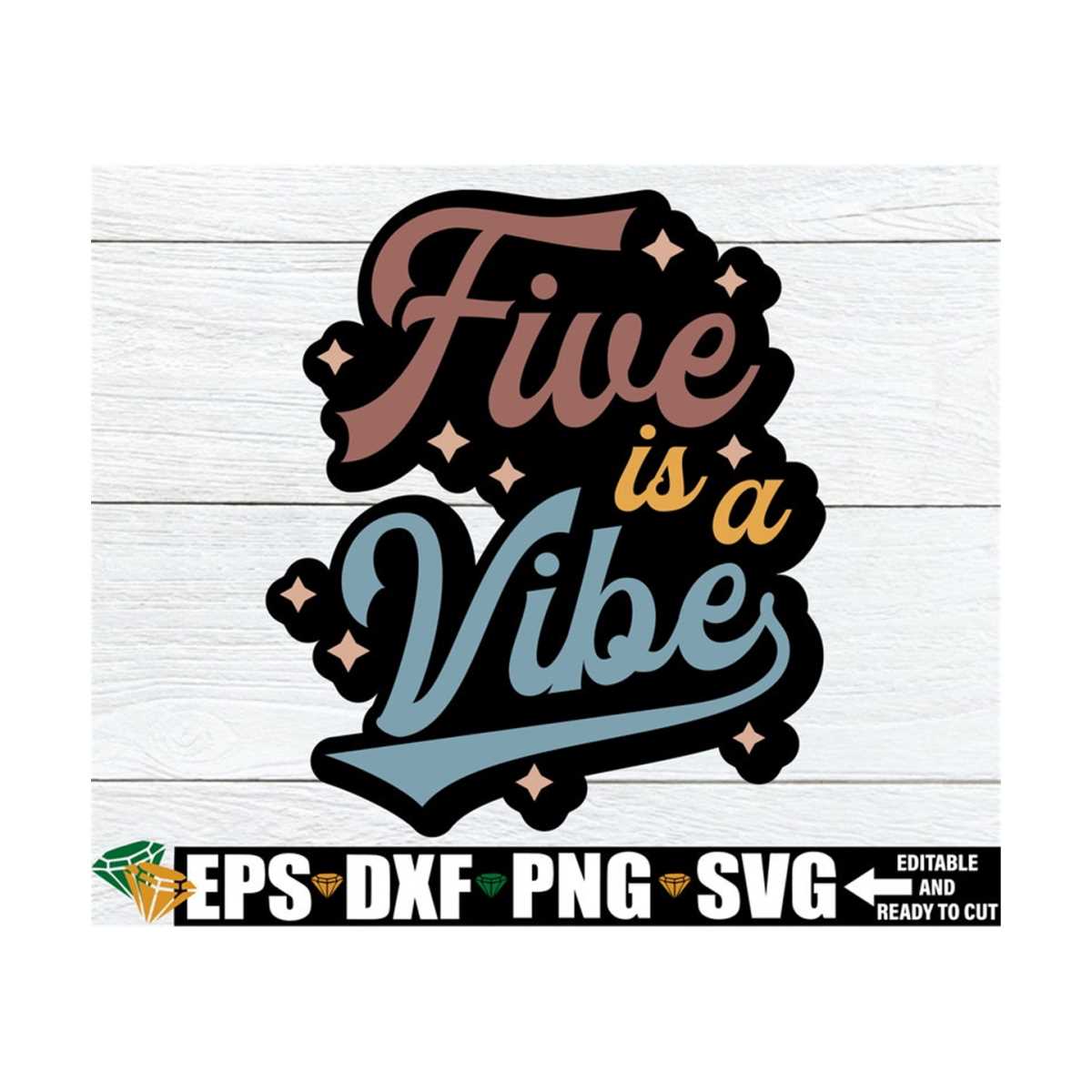 Five Is A Vibe, Girls 5th Birthday Shirt svg, Girls Retro 5t | Inspire ...