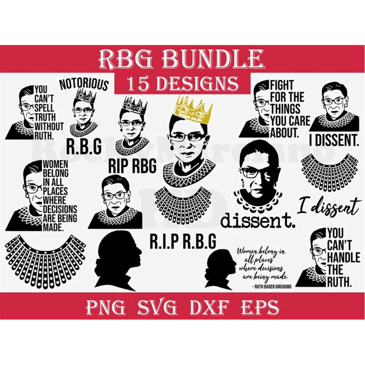 15 Designs Ruth Bader Ginsburg RBG Svg Bundle Layered Item, | Inspire ...