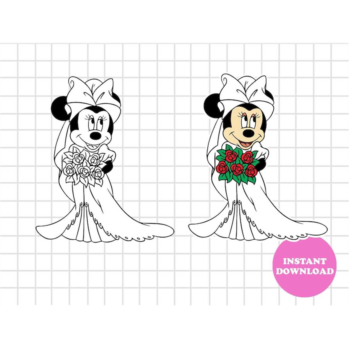 Minnie Bride Wedding Svg Layered Item, Clipart, Cricut, Digi - Inspire ...