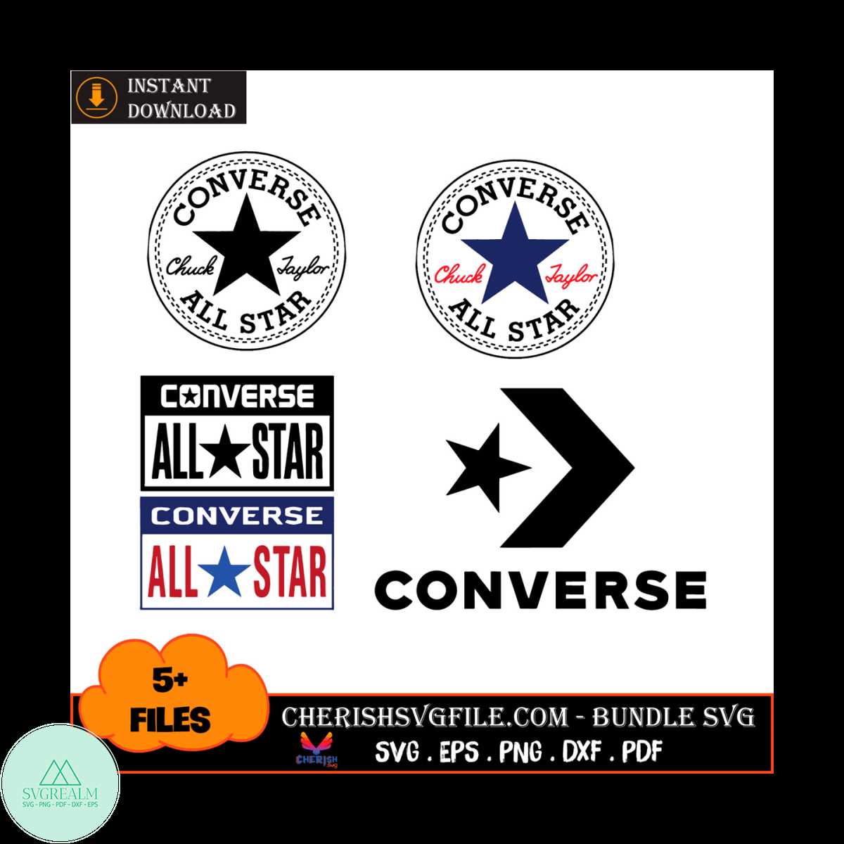 5 Files Of Converse Logo Designs Bundle Svg, Brand Svg | Inspire Uplift