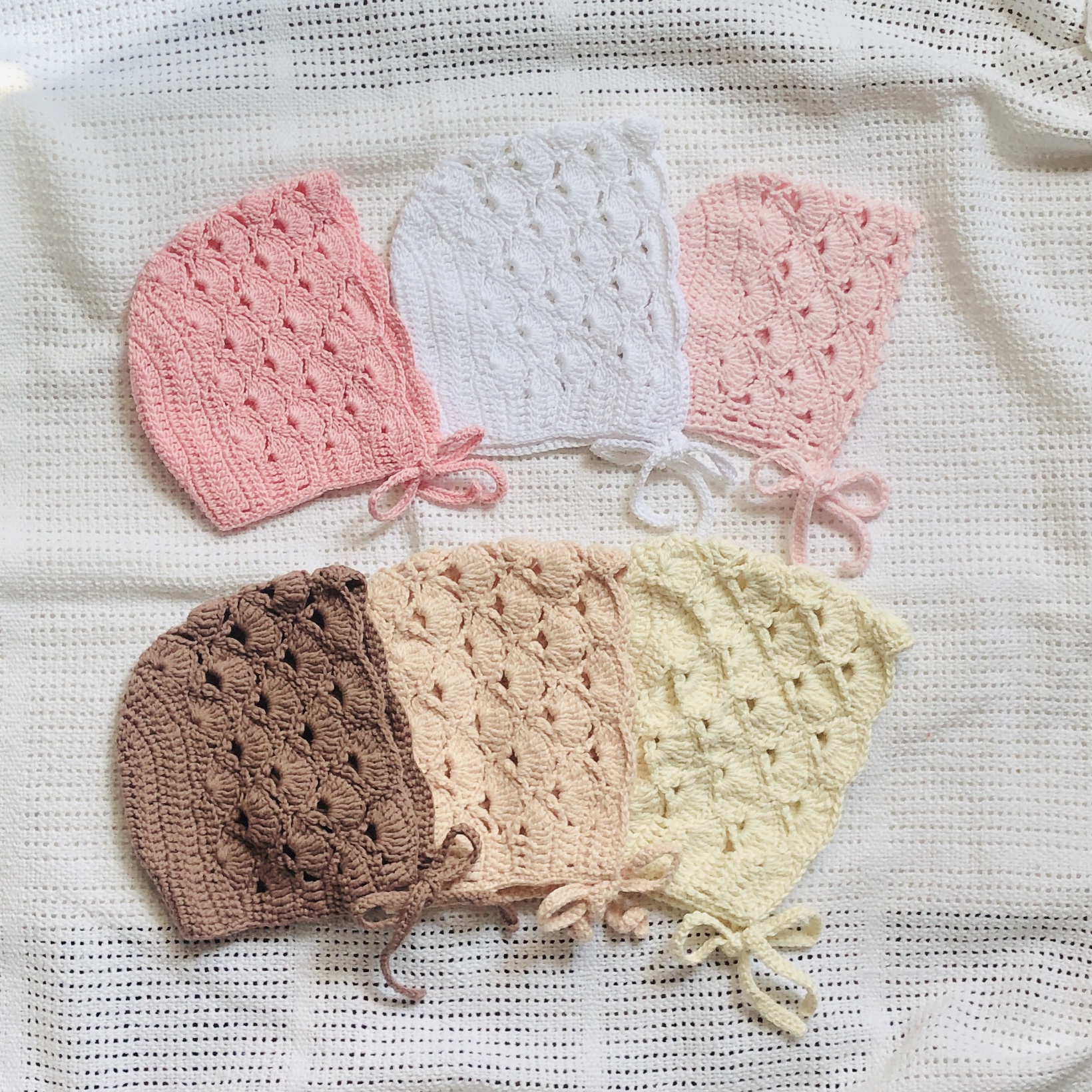 Crochet bonnet for baby 0-3 months openwork cotton bonnet ha | Inspire ...