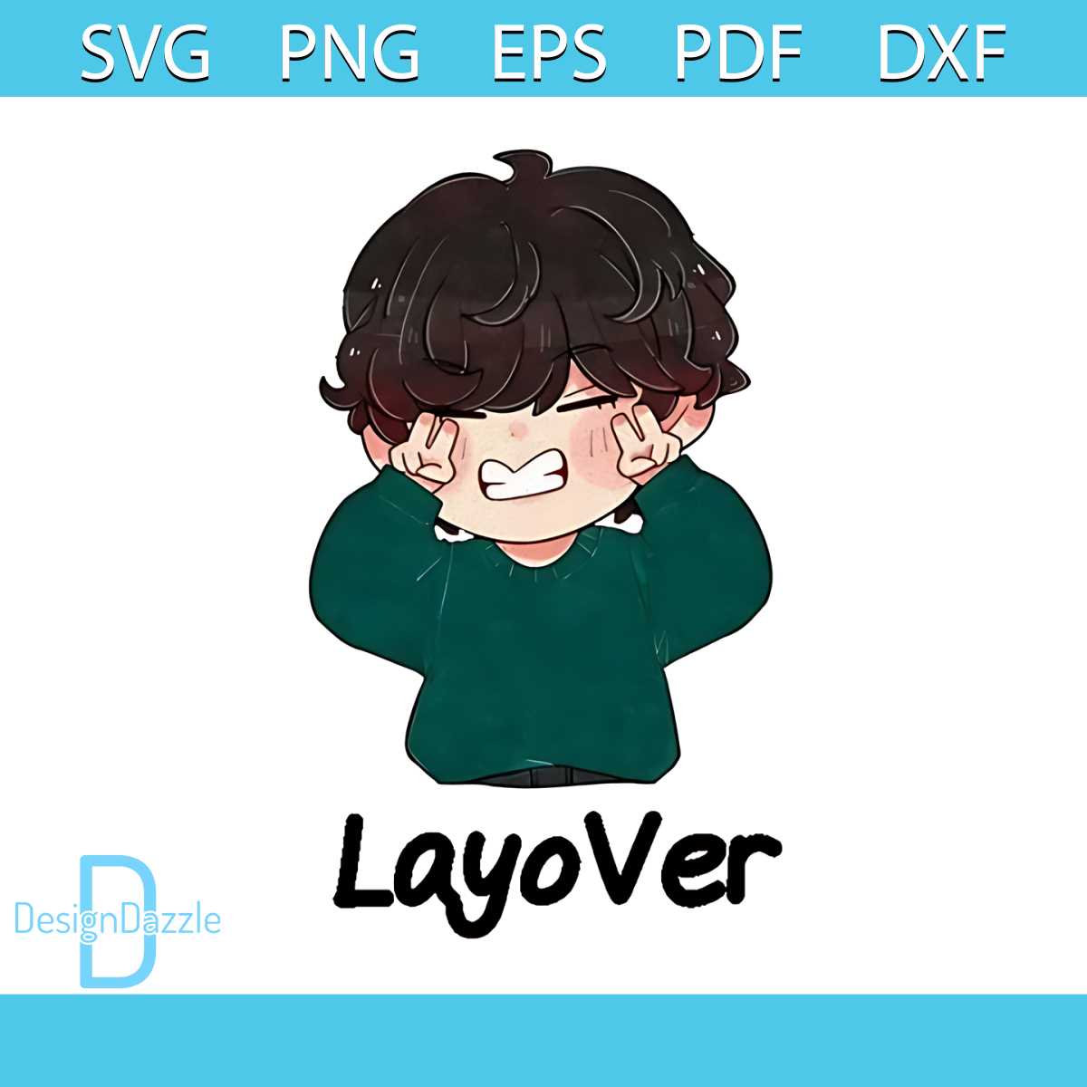 Cute Kim Taehyung Chibi Layover Album PNG Sublimation | Inspire Uplift