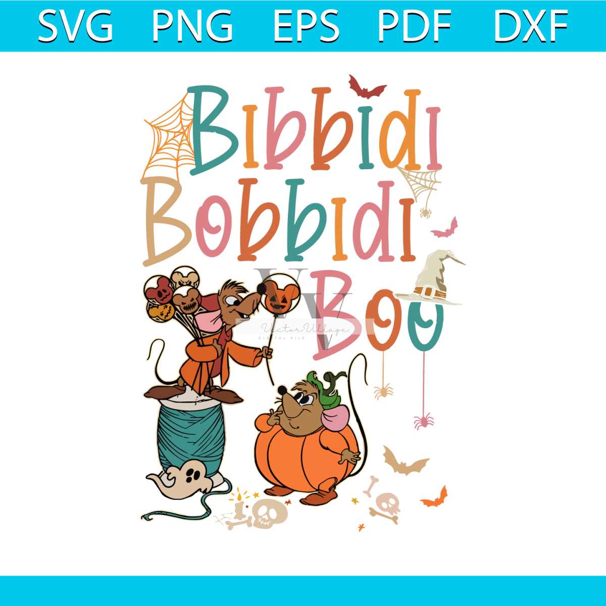 Vintage Bibbidi Bobbidi Boo Halloween Jaq And Gus SVG File | Inspire Uplift