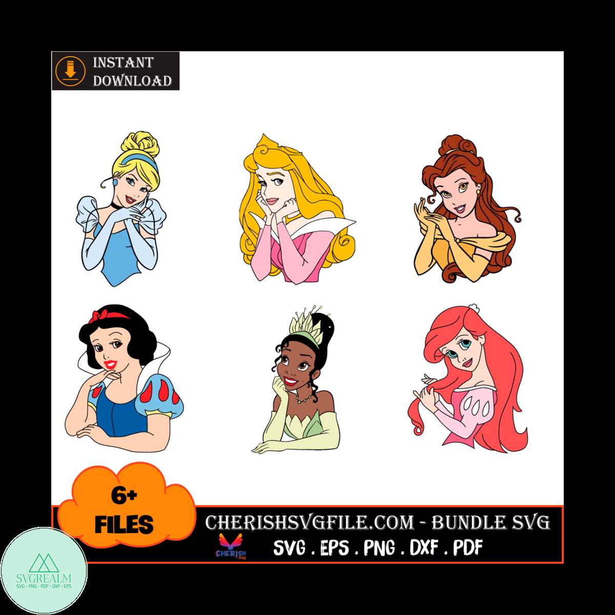 6 Files Of Disney Princess Bundle Svg, Disney Svg - Inspire Uplift