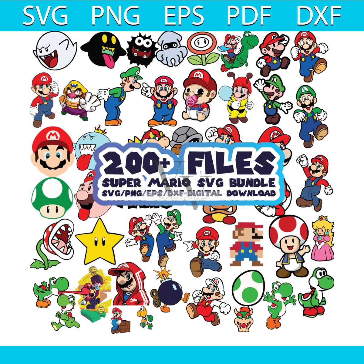 Vintage Super Mario Characters SVG Bundle Cutting Digital Fi | Inspire ...