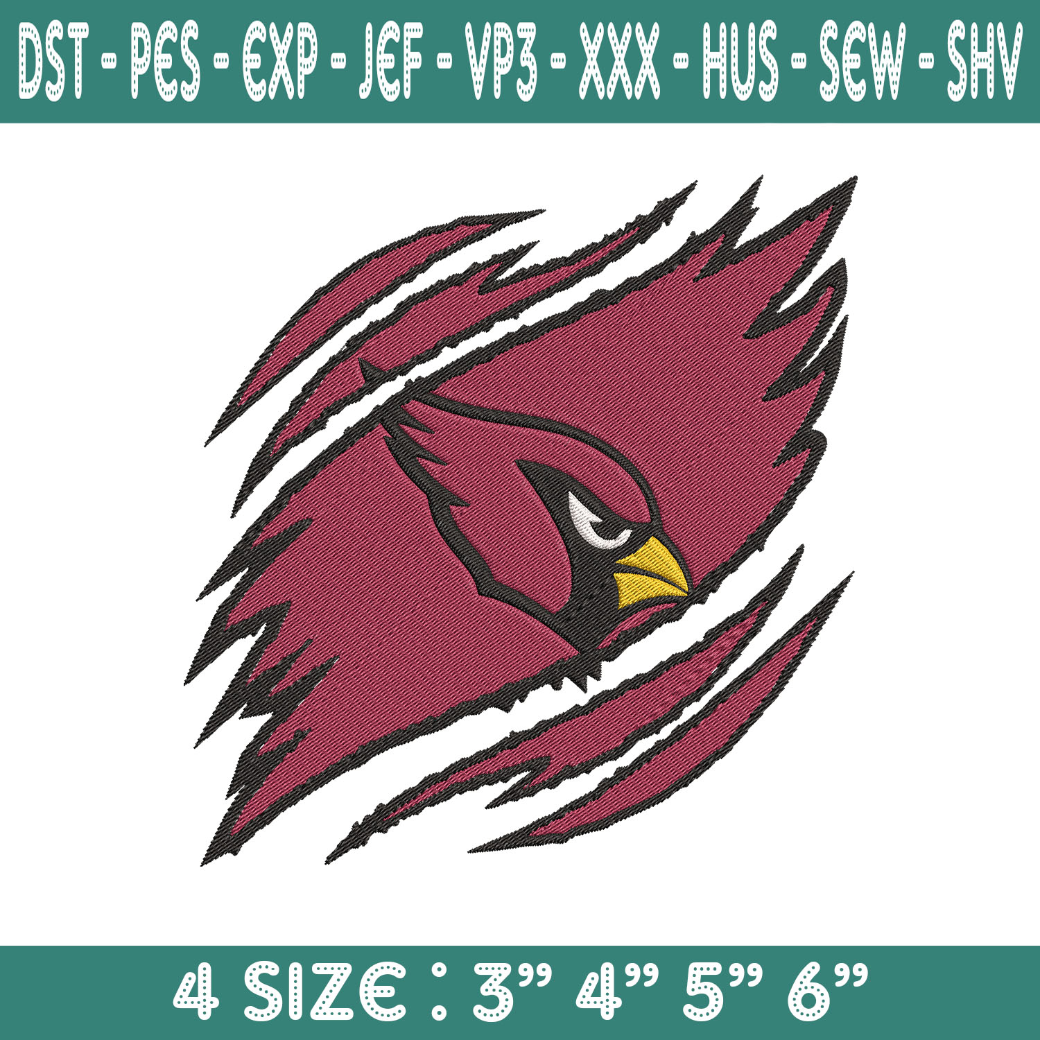 Arizona Cardinals Ripped Claw Embroidery, Arizona Cardinals | Inspire ...