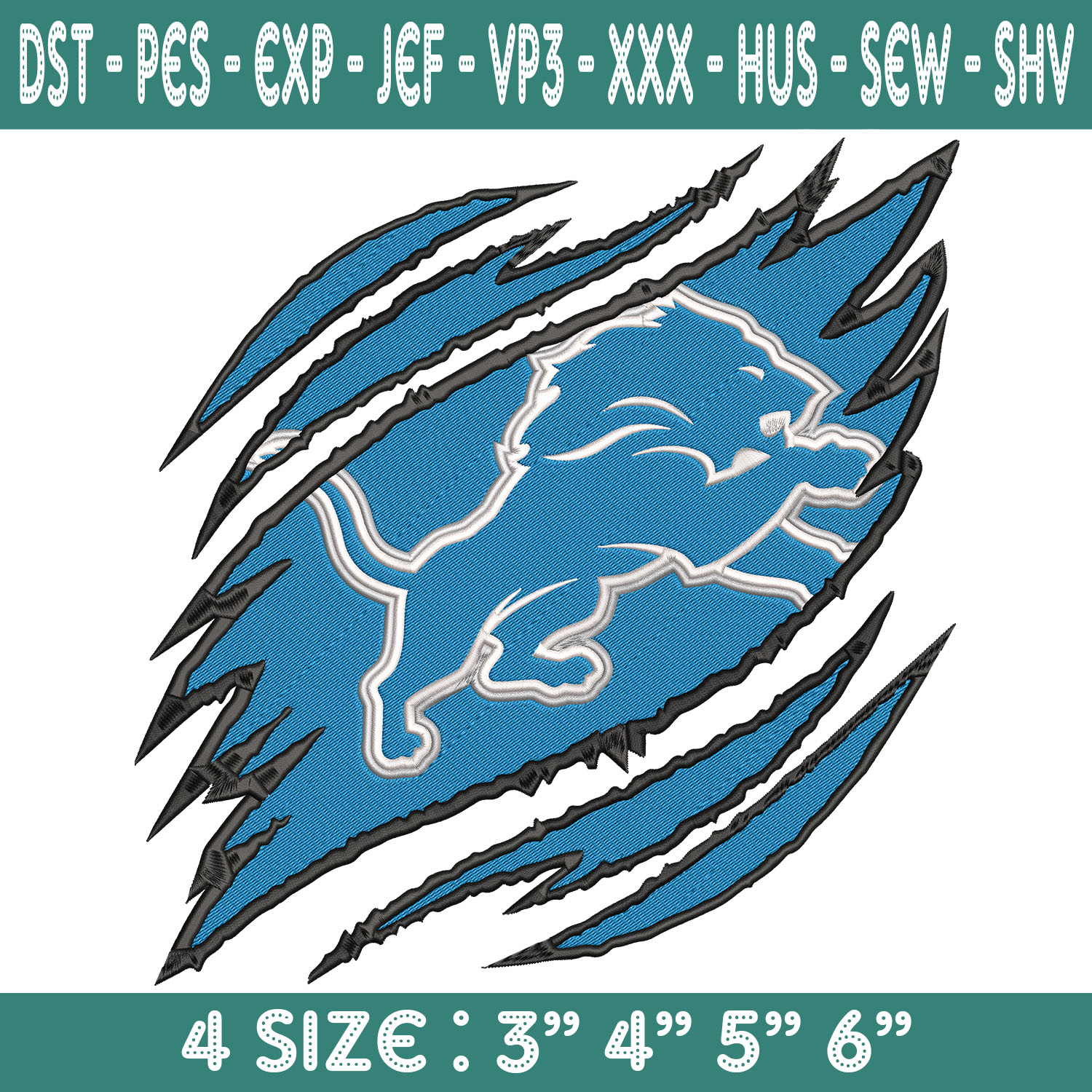 Detroit Lions Ripped Claw Embroidery, Detroit Lions Embroide | Inspire ...