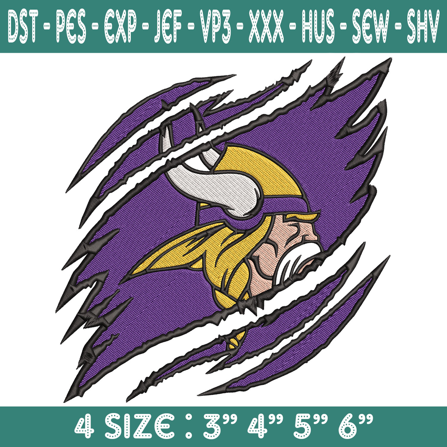 Minnesota Vikings Ripped Claw Embroidery, Minnesota Vikings | Inspire ...