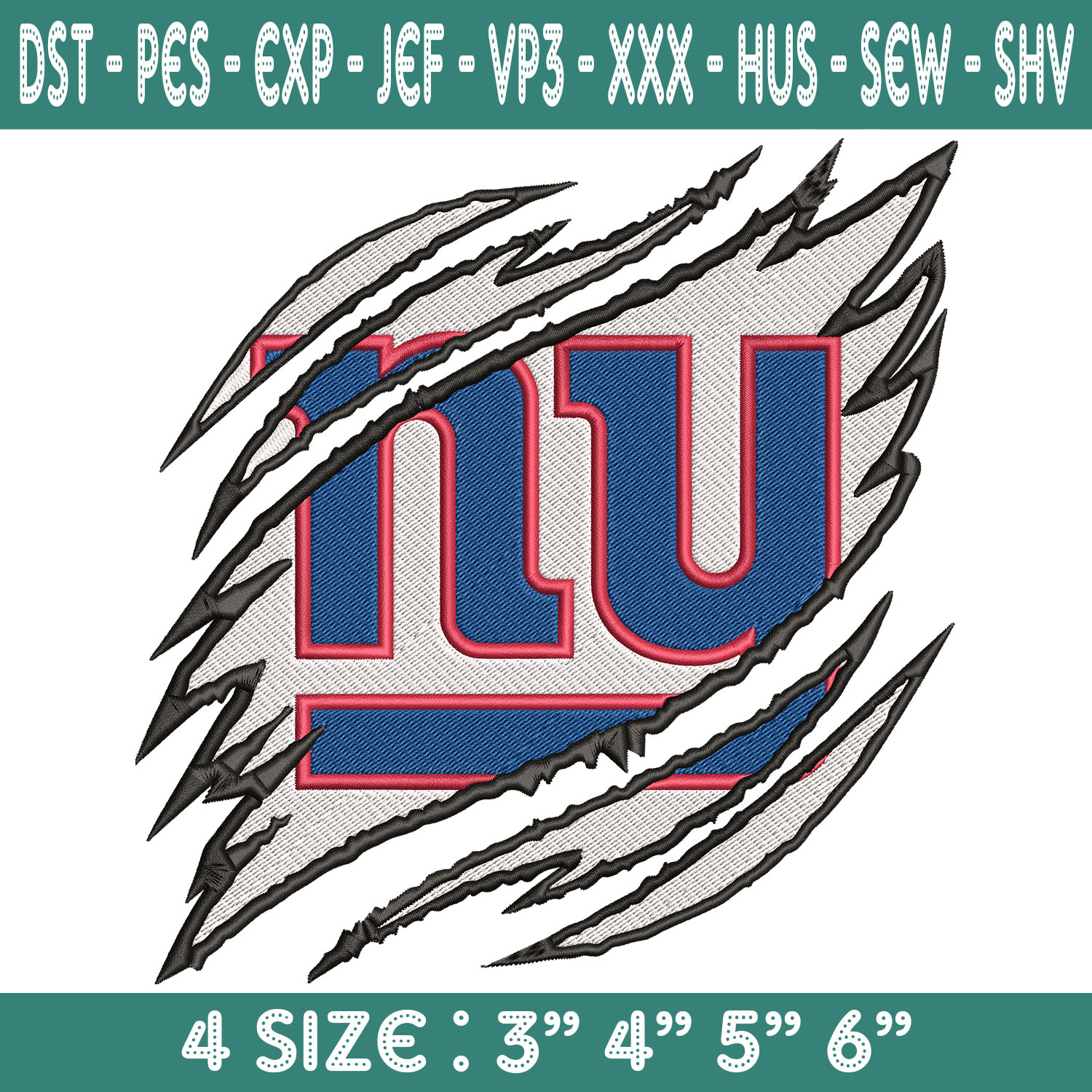 New York Giants Ripped Claw Embroidery, New York Giants Embr | Inspire ...