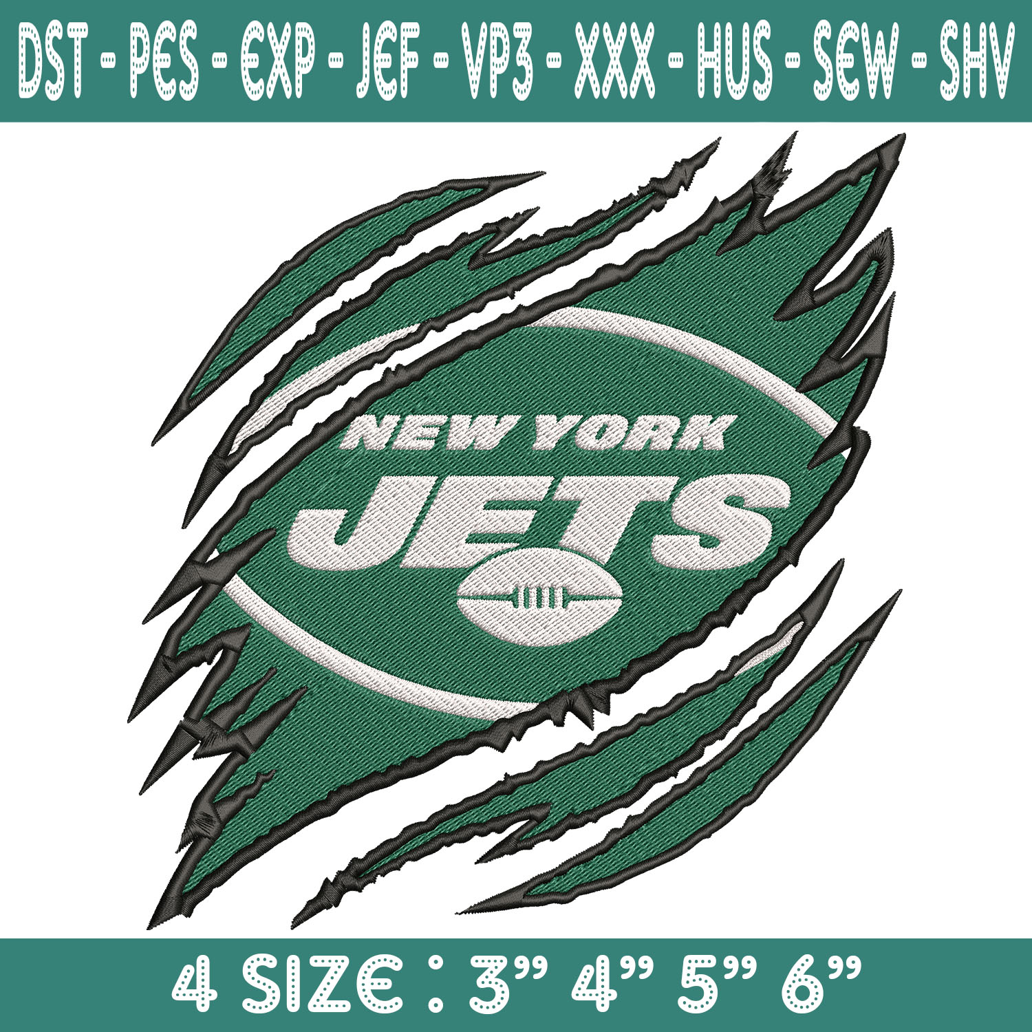 New York Jets Ripped Claw Embroidery, New York Jets Embroide | Inspire ...