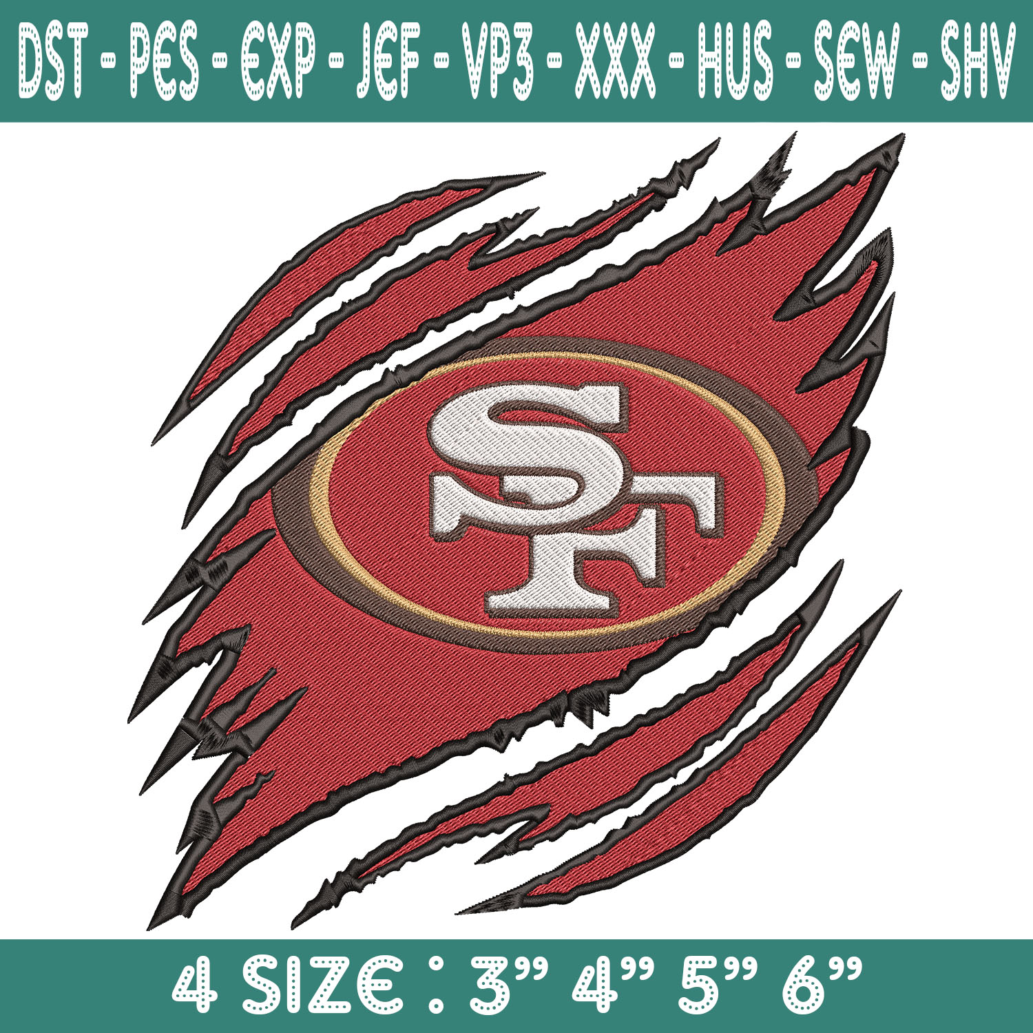 San Francisco 49ers Ripped Claw Embroidery, San Francisco 49 - Inspire ...
