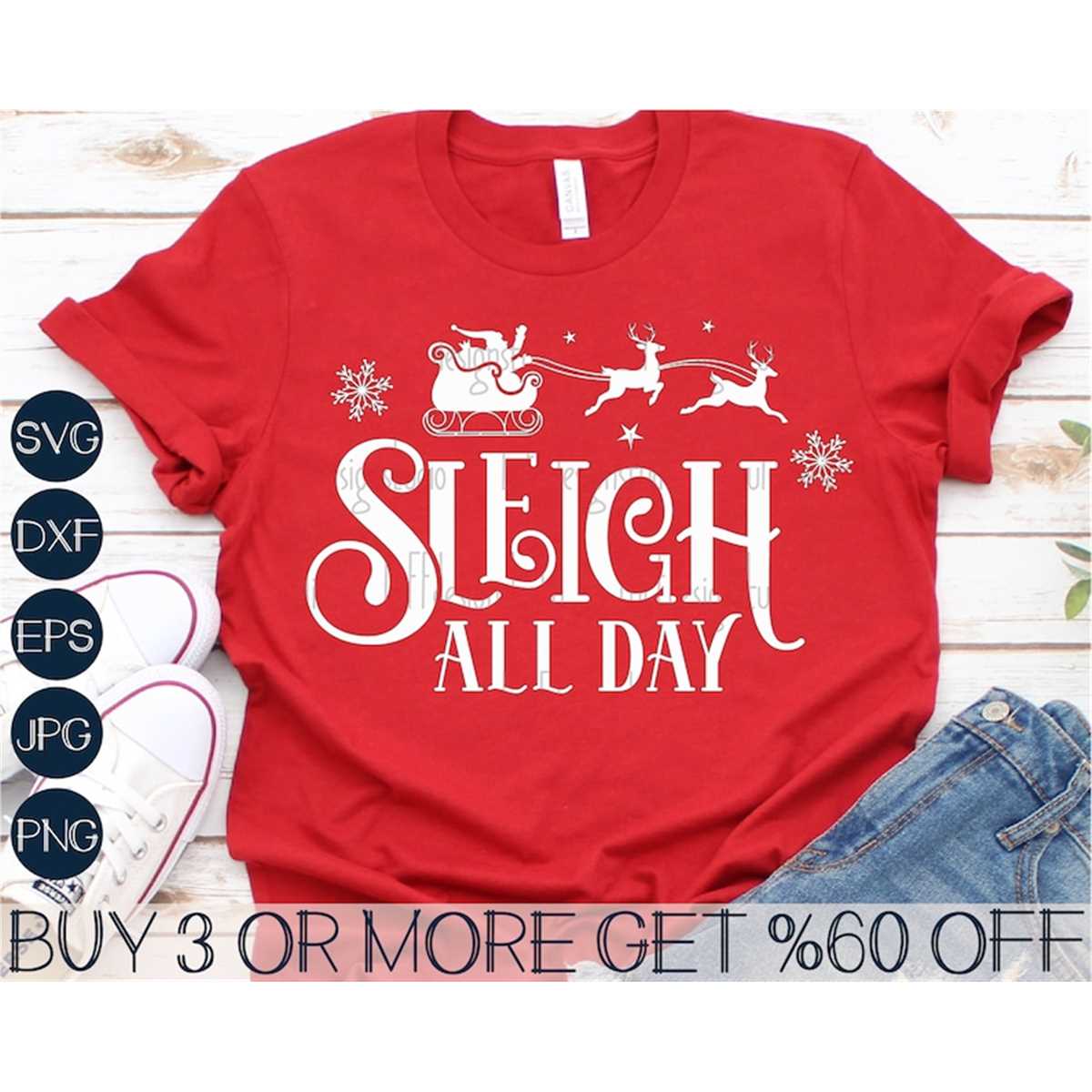 Sleigh All Day SVG, Christmas SVG, Santa Sleigh SVG, Kids Ch | Inspire ...