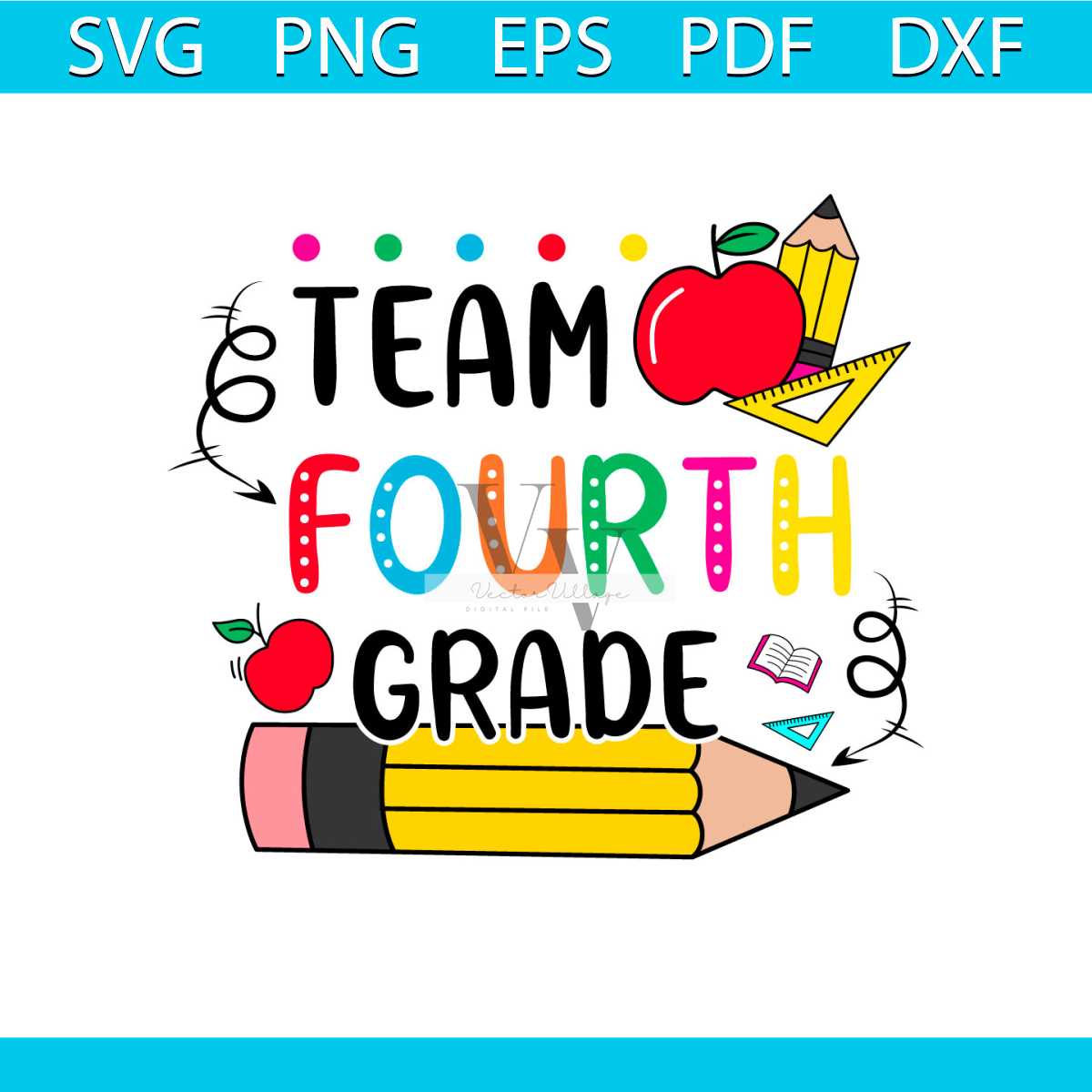 Back To School SVG Team Fourth Grade SVG File For Cricut | Inspire Uplift