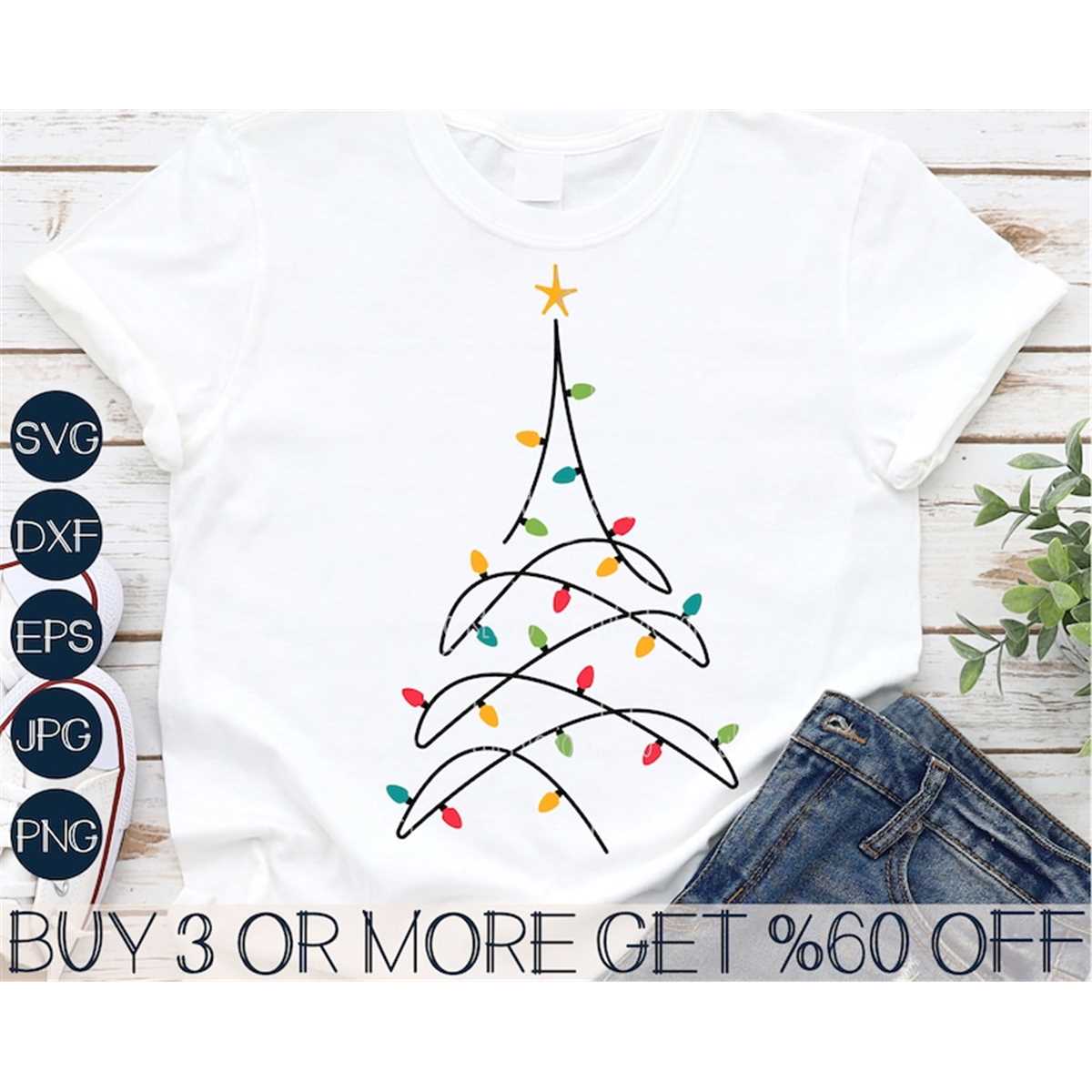 Christmas Tree SVG, Christmas Lights SVG, Christmas PNG, Mer | Inspire ...