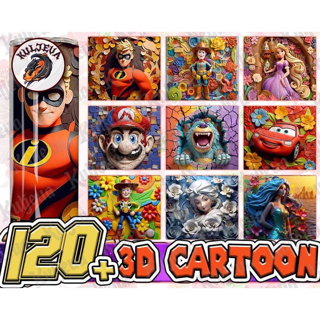 3D Styles Cartoon For Straight & Tapered Tumbler Design Bund | Inspire ...