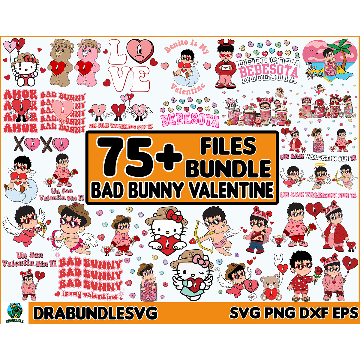 75 Valentine Bad Bunny Svg Png Bundle, Valentines Benito Png | Inspire ...