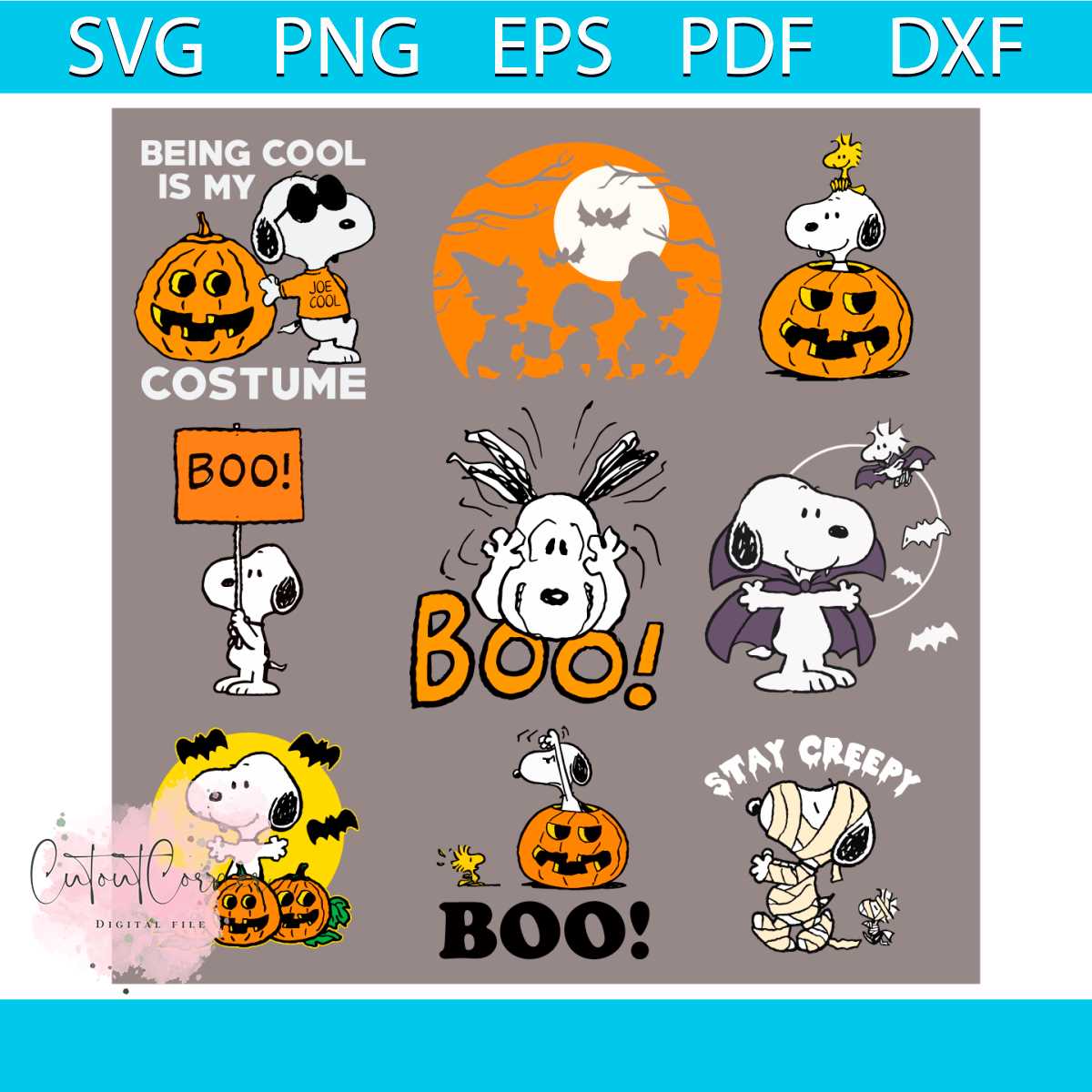 Horror Peanuts Snoopy Halloween Pumpkin Bundle SVG Files | Inspire Uplift