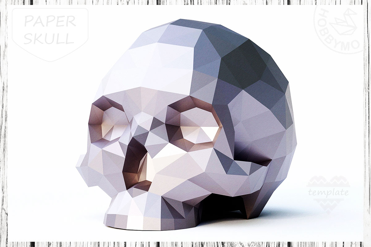 DIY Paper Polygonal Skull, 3D Papercraft template (2 sizes) | Inspire ...