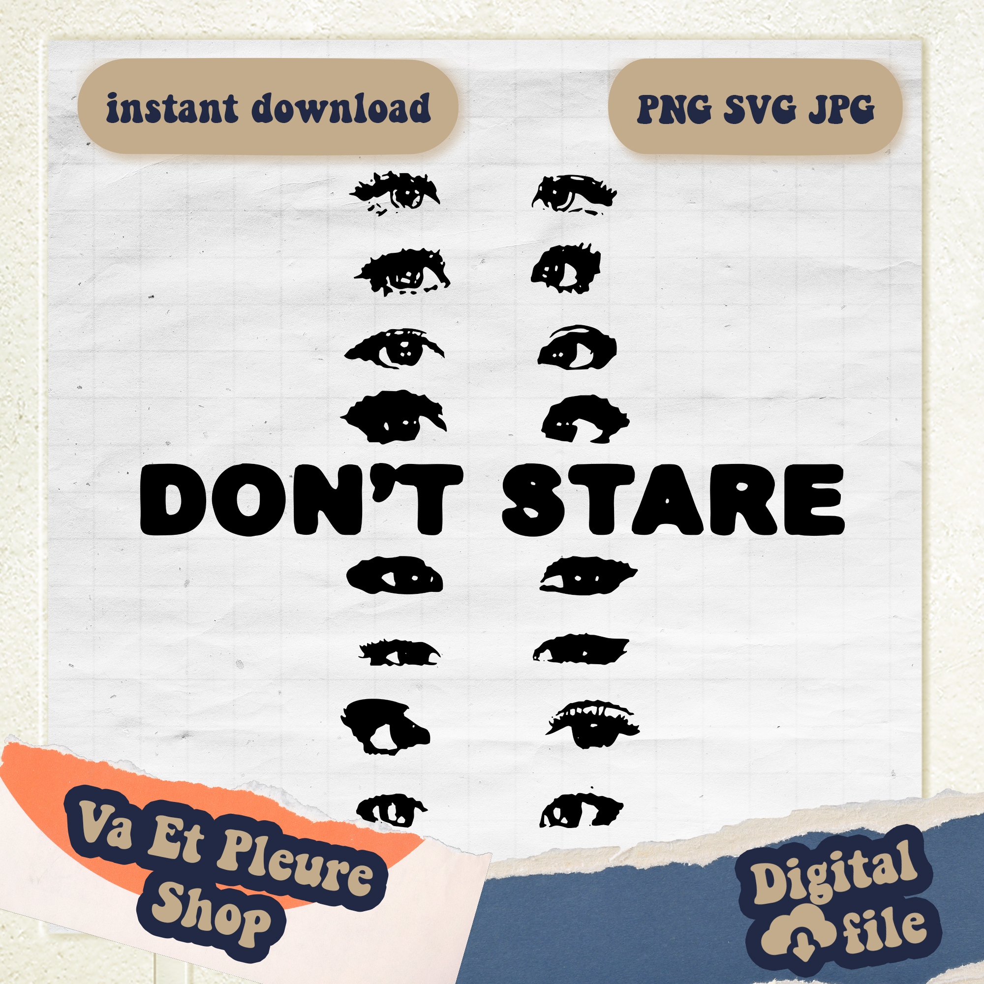Y2K design, eyes, don't stare PNG SVG | Inspire Uplift
