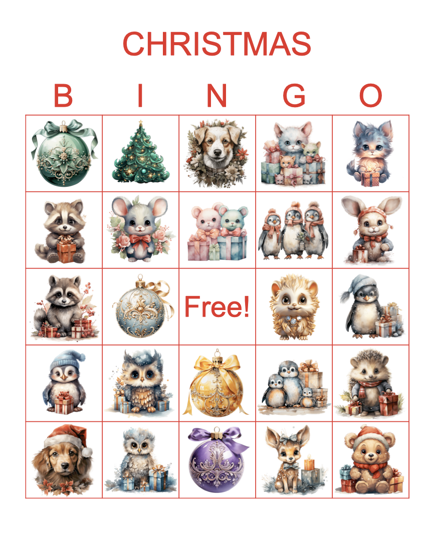 Christmas bingo Animals,christmas bingo printable,christmas - Inspire ...