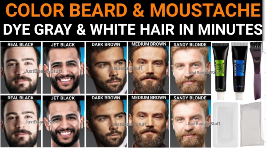 Beard Moustache Sideburns Hair Dye Cream-Color Gray Beard Bl | Inspire ...